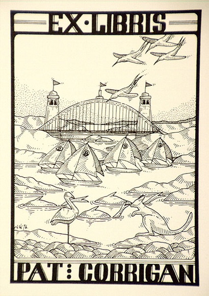 Bookplate: Pat Corrigan (1976) by W N · Australian Prints + Printmaking
