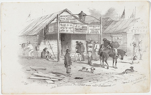 John Alloo's Chinese restaurant, main road, Ballarat. (1855 – 1855-56 ...