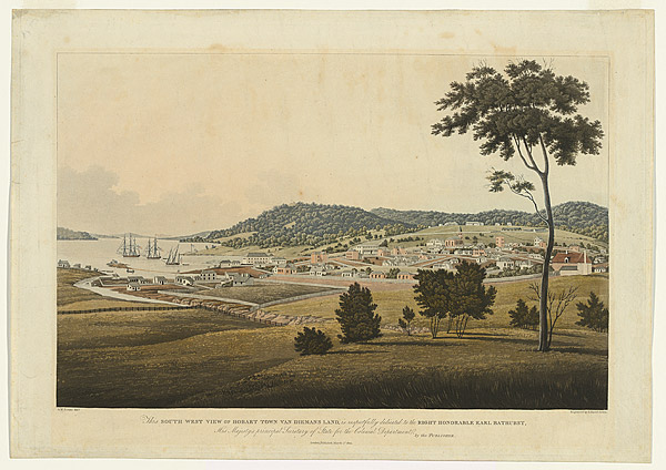 South West view of Hobart Town, Van Diemen's Land. (1820) by George ...