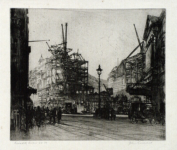 Piccadilly Circus (under Reconstruction) (1927) by John Goodchild (1898 ...
