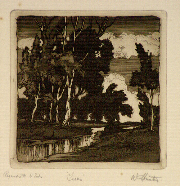 Trees (1940 (about)) by William Hunter (1899–1963) · Australian Prints ...
