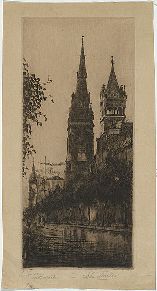The Gothic Spire in Collins Street. An evening effect. (1915) by John ...